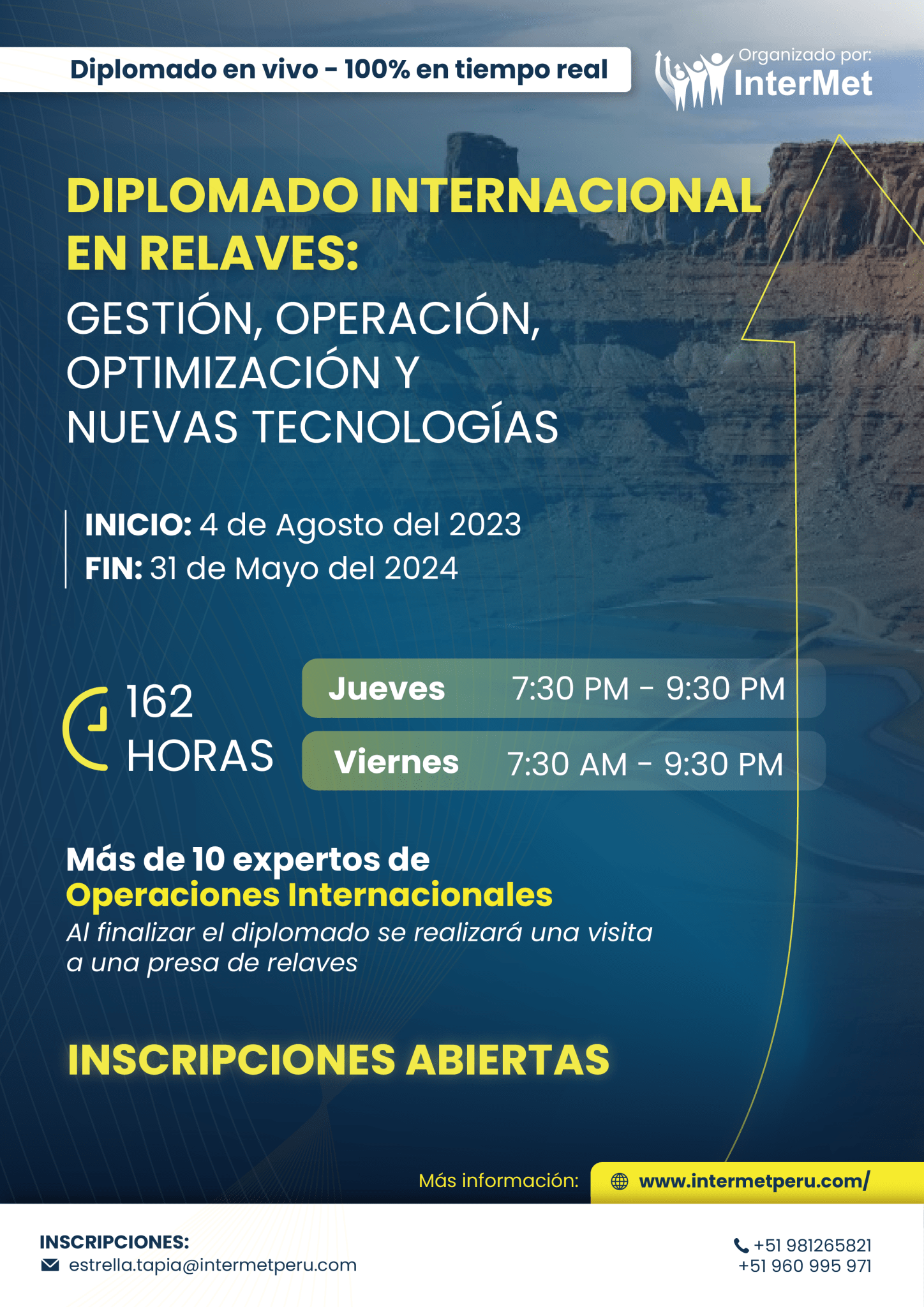 DIPLOMADO INTERNACIONAL EN RELAVES : GESTIÓN, OPERACIÓN, OPTIMIZACIÓN Y NUEVAS TECNOLOGÍAS ...